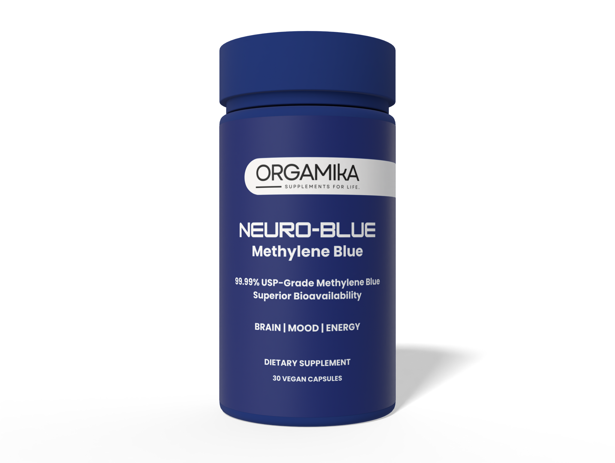 Methylene Blue USP-Grade 99.99% - Orgamika Neuro-Blue 30 Capsules